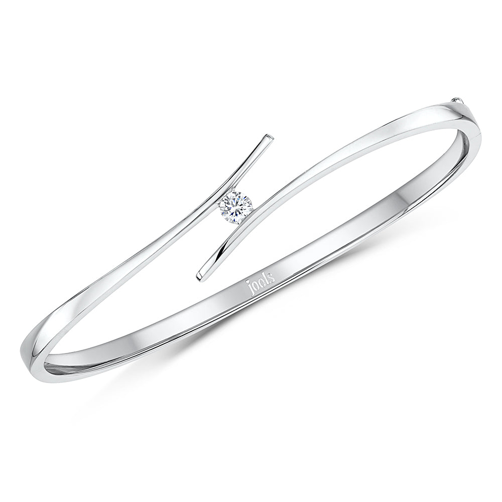 Sterling Silver Simple Open Set Bangle Set With A Single Stone – JOOLS ...